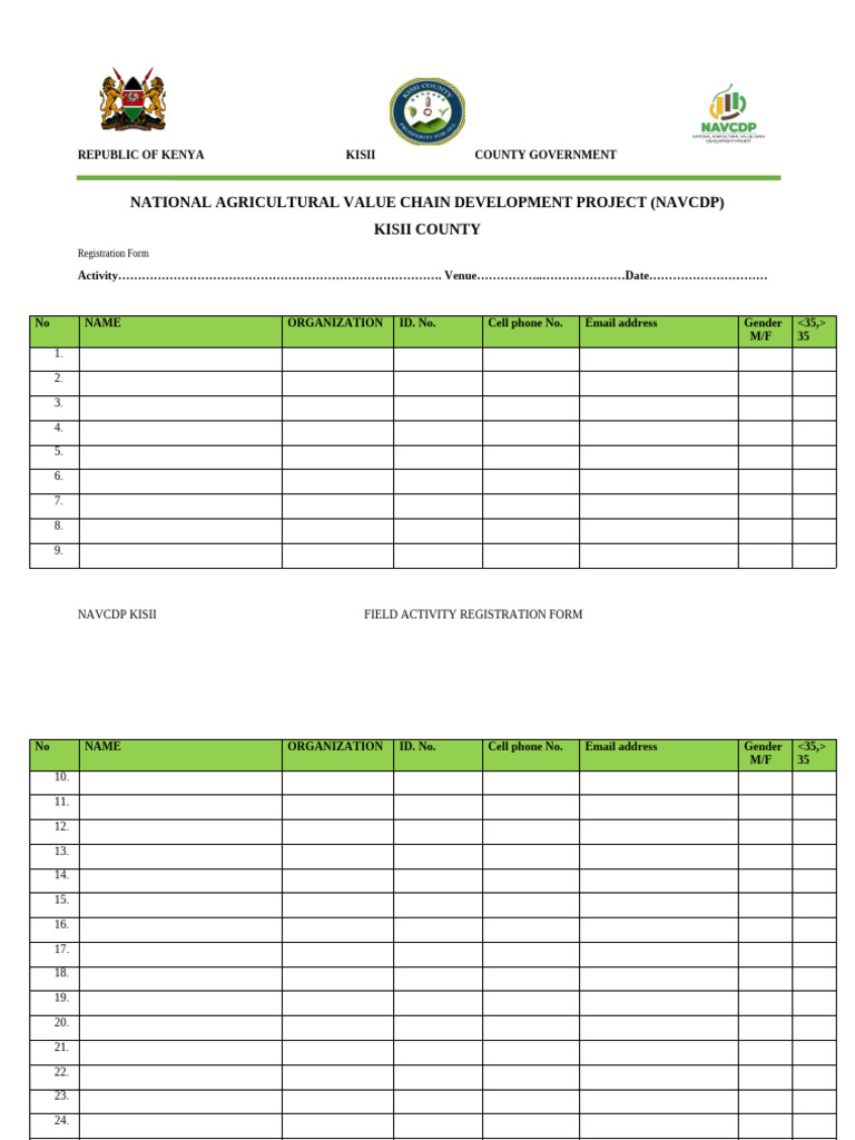 NAVCDP Kisii Field Activity Registration | PDF | Chess Theory | Chess
