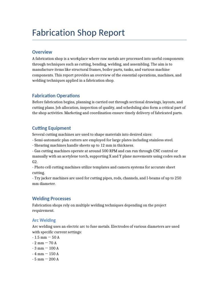 Fabrication Shop Operations Overview | PDF | Welding | Construction