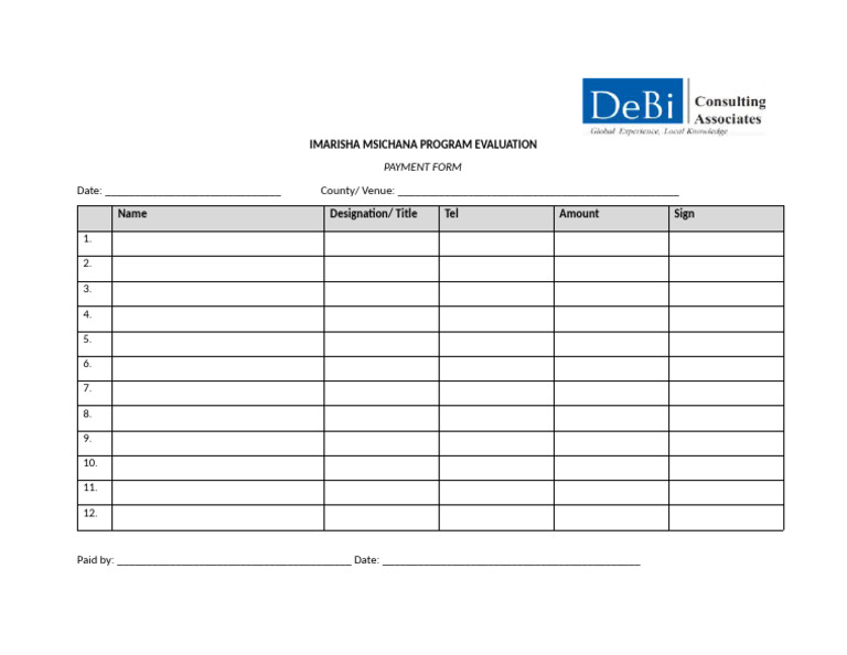 Imarisha Msichana Program Payment Form | PDF