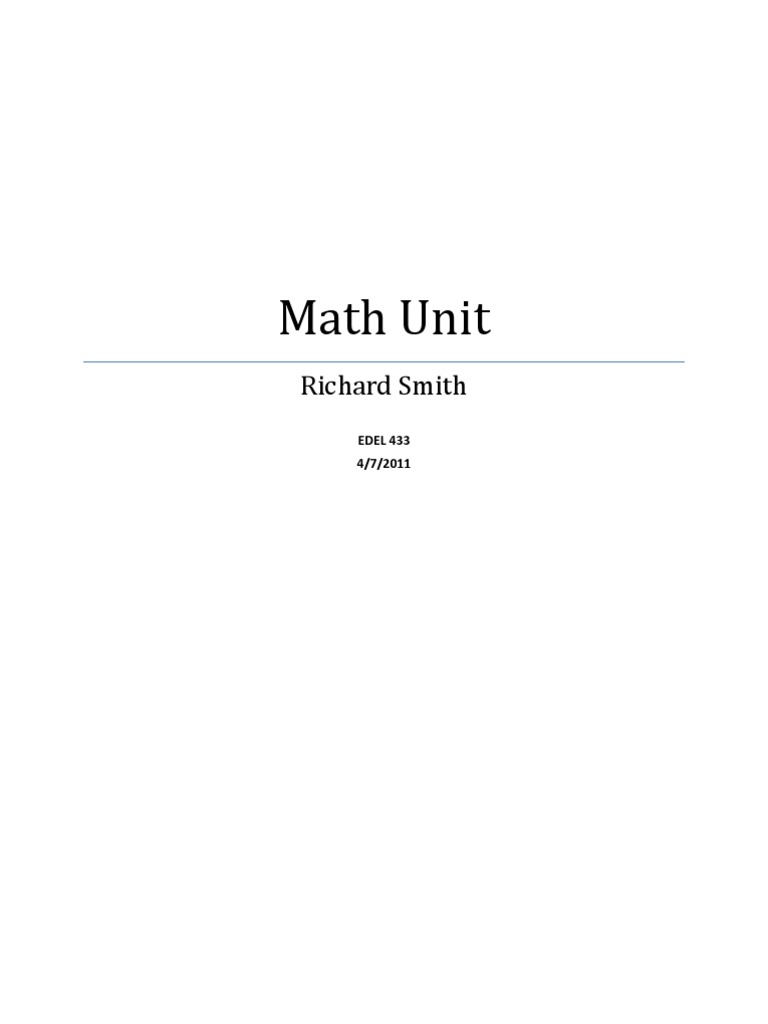 Math Unit Lesson Plans | PDF | Clock | Educational Assessment