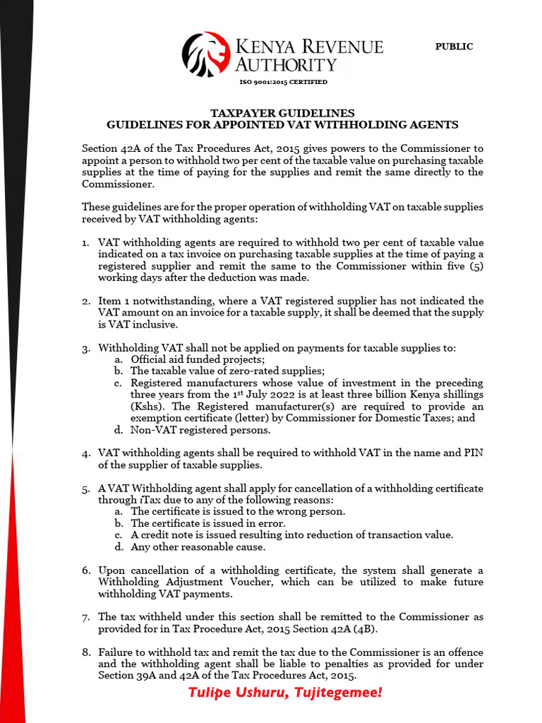 VAT Withholding Agent Guidelines | PDF | Value Added Tax | Taxes