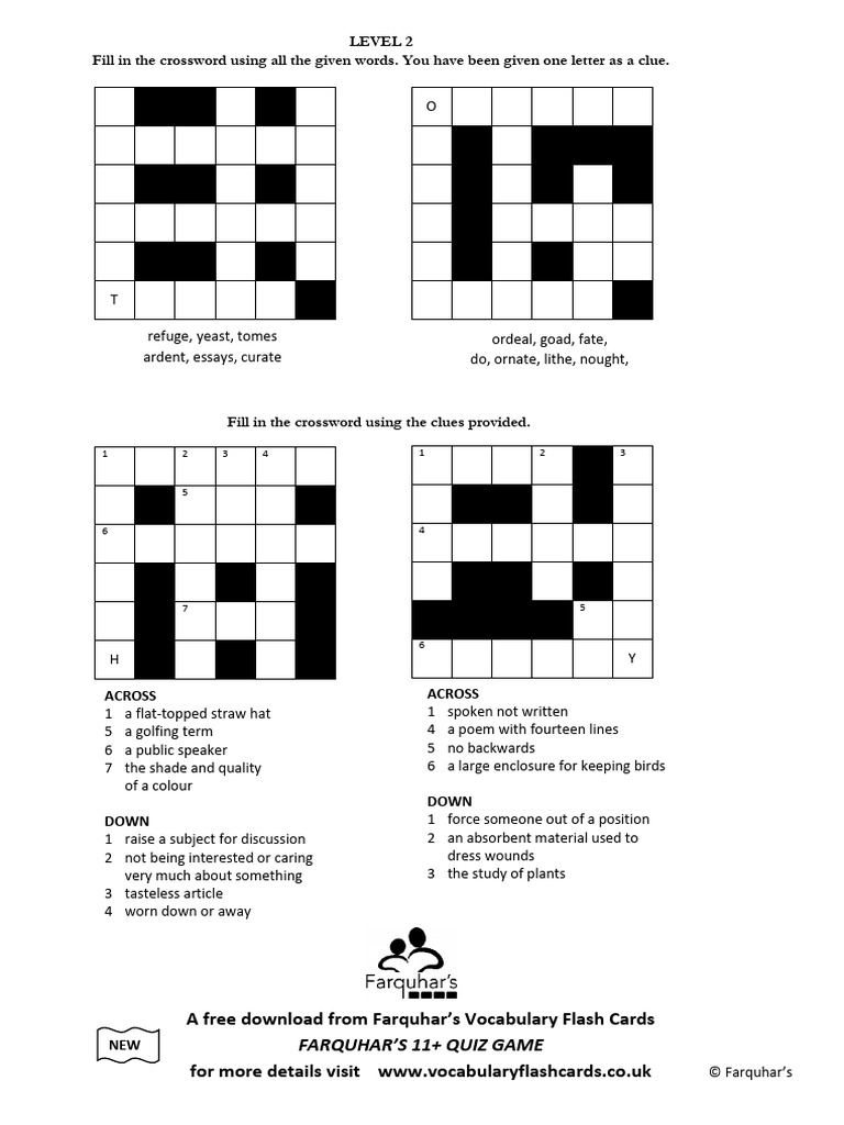 Easy Level 2 Crossword Puzzle Answers | PDF | Crossword | Clothing