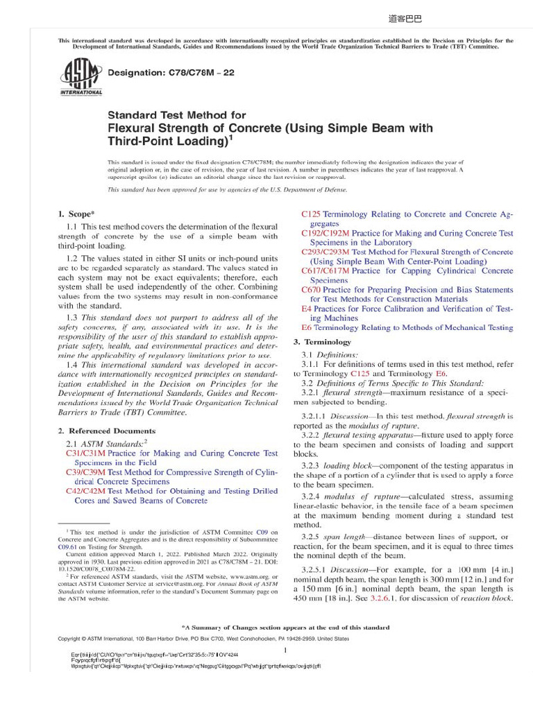 ASTM C78/C78M-22 Overview | PDF