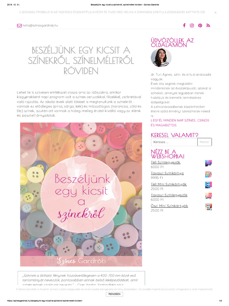 Beszéljünk Egy Kicsit A Színekről, Színelmélet Röviden | PDF