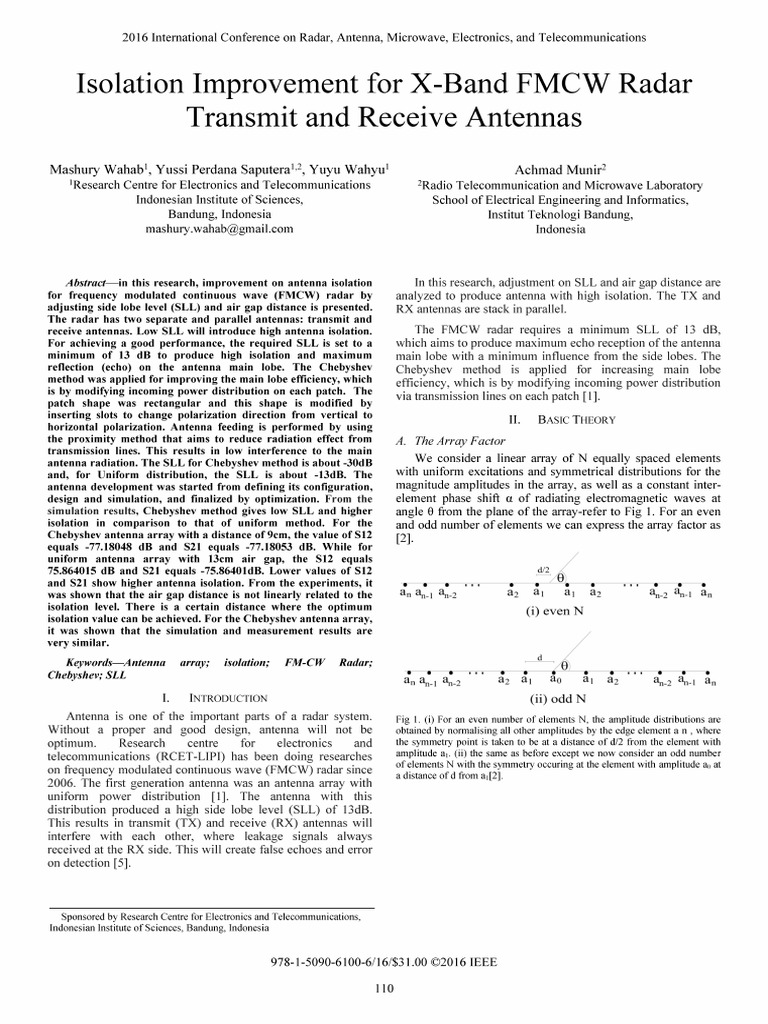 Isolation Improvement for-X-Band FMCW Radar Transmit and Receive ...