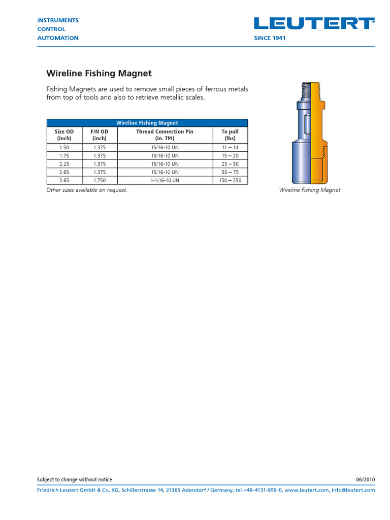 Wireline Fishing Magnet Specifications | PDF