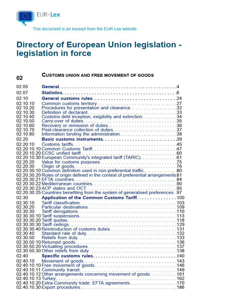 EU Customs Union Legislation Overview | PDF | Customs | Languages