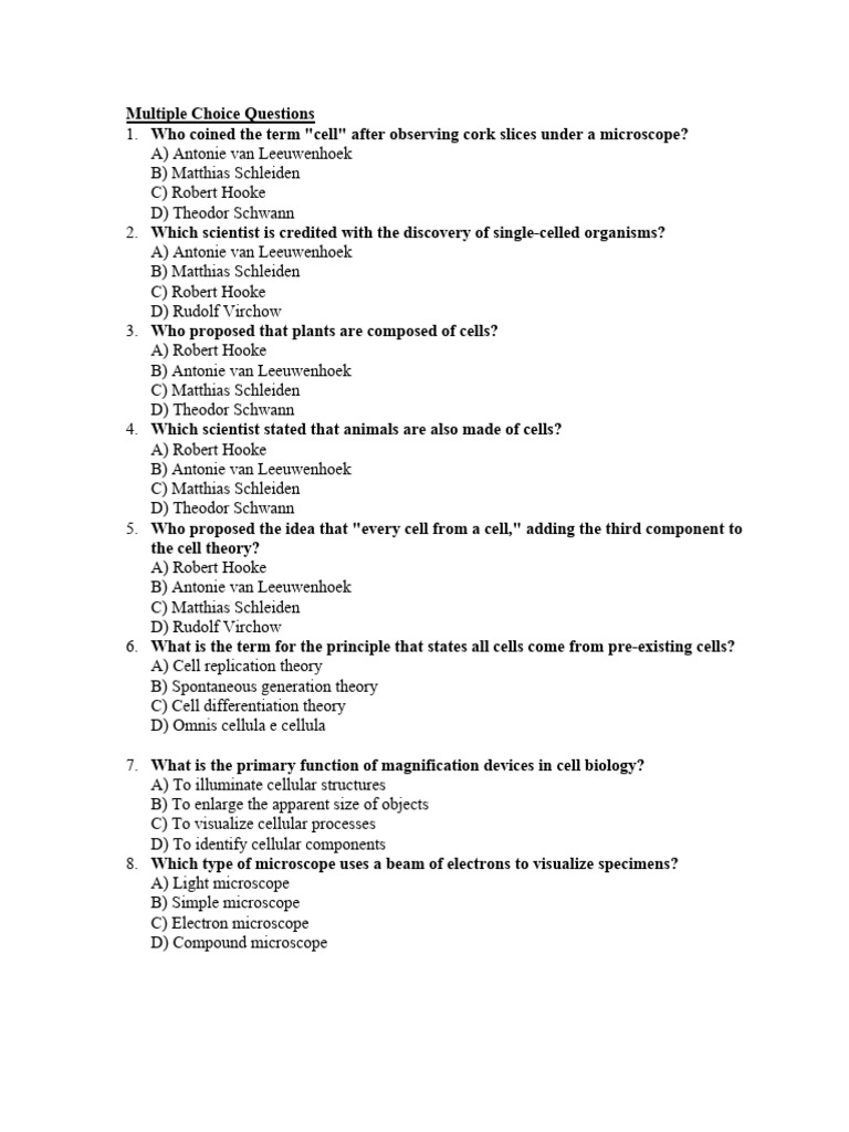 Biology Revision Worksheet | PDF | Cell (Biology) | Human Body