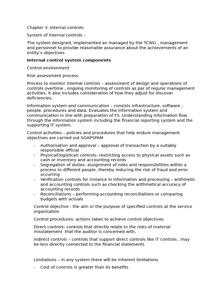 Internal Controls Overview and Audit Procedures | PDF | Internal ...