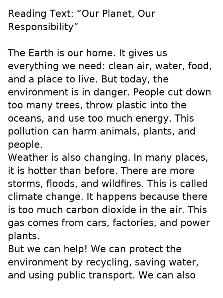 Our Planet, Our Responsibility | PDF