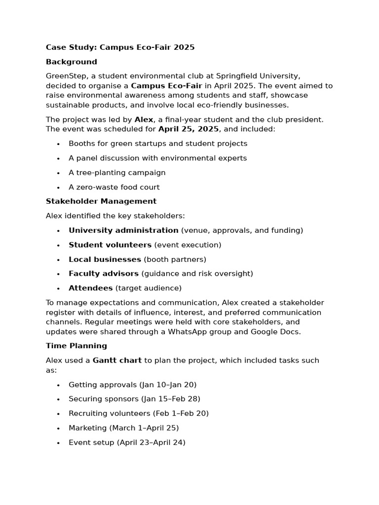 Project Management Case Study | PDF | Business