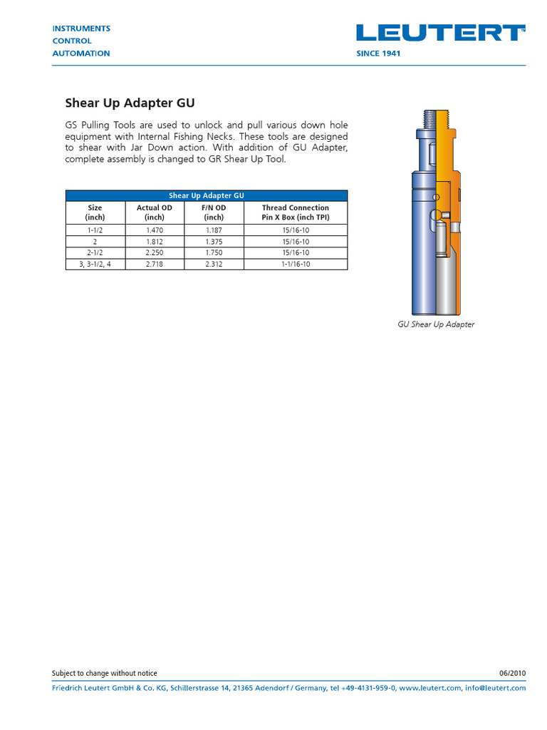 Shear Up Adapter GU | PDF