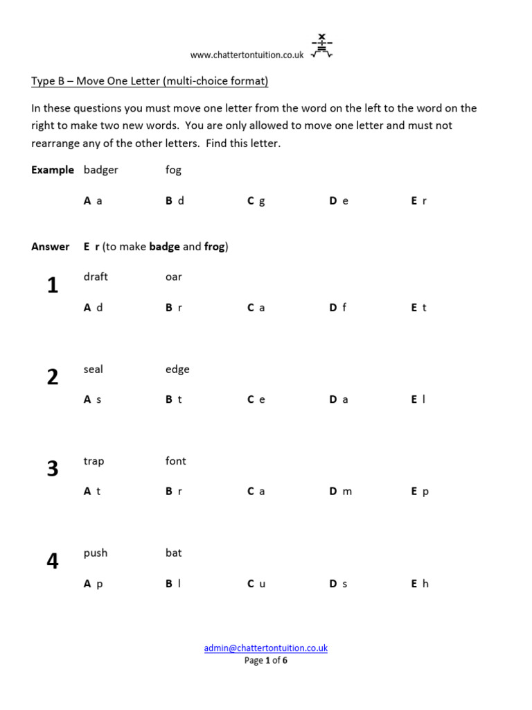 Letter Movement Word Puzzle | PDF