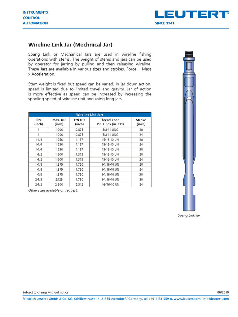 Wireline Link Jar (Mechnical Jar) | PDF