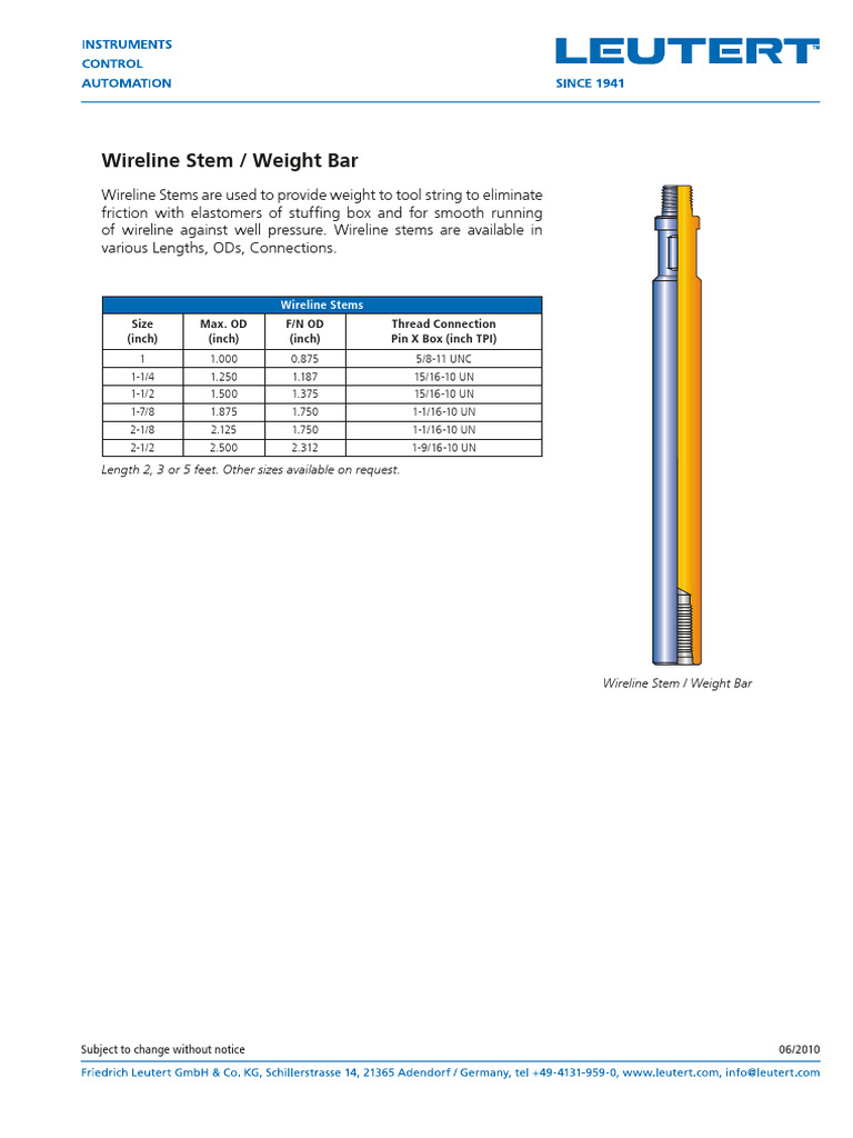 Wireline Stem Weight Bar | PDF