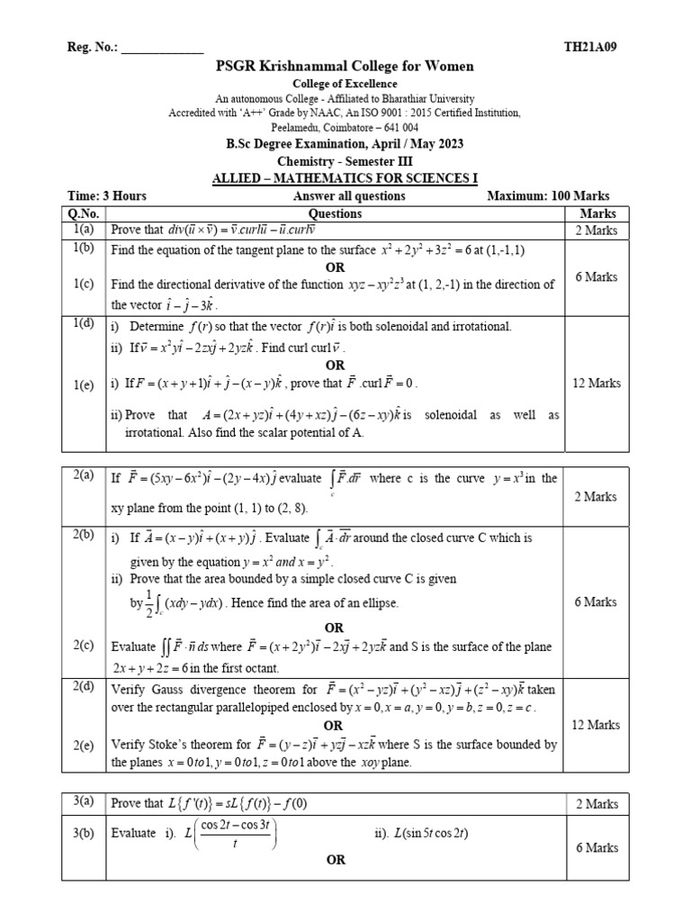 PSGR Krishnammal College For Women: Reg. No.: - TH21A09 | PDF | Group ...