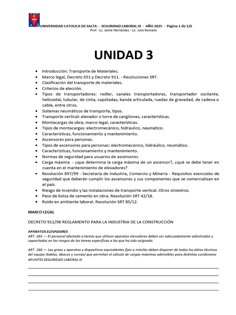 Modulo Seg. Lab. III 2025 U3 | PDF | Ascensor | Seguridad y salud ...