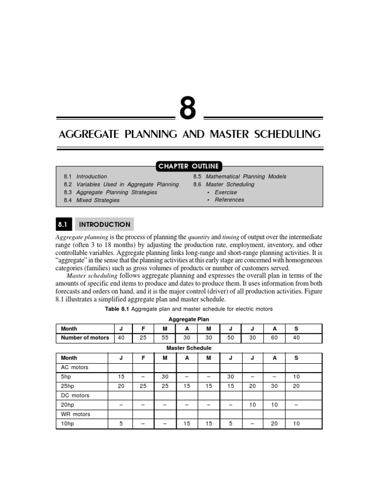 Aggregate Planning and Master Scheduling: Chapter Outline | PDF ...