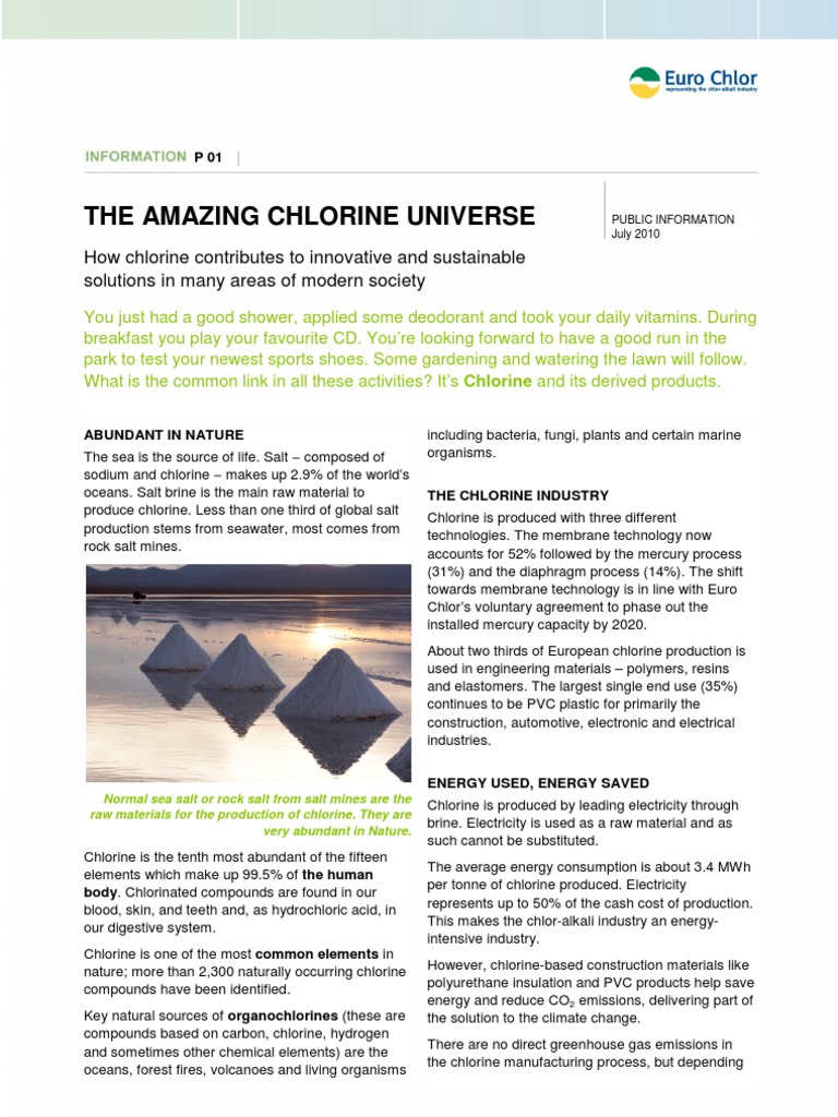Infosheet Public 01 Chlorine Universe | PDF | Chlorine | Salt