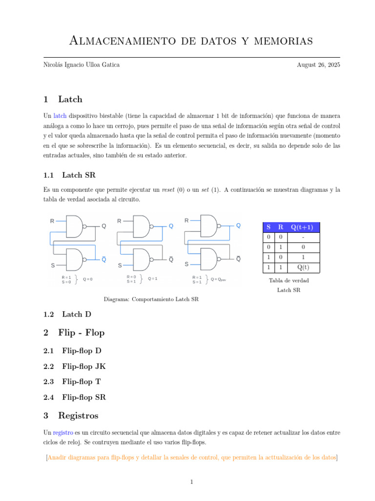 Almacenamiento de Datos: Latches y Memorias | PDF | Circuitos ...