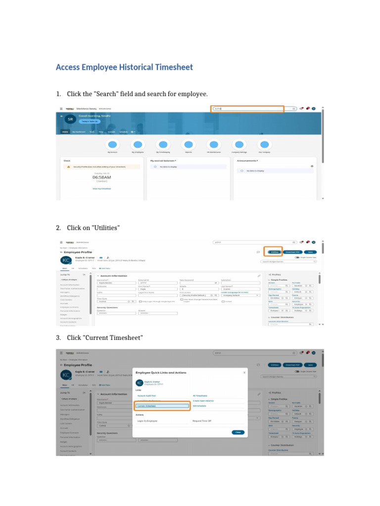 Access Employee Historical Timesheet Pdf