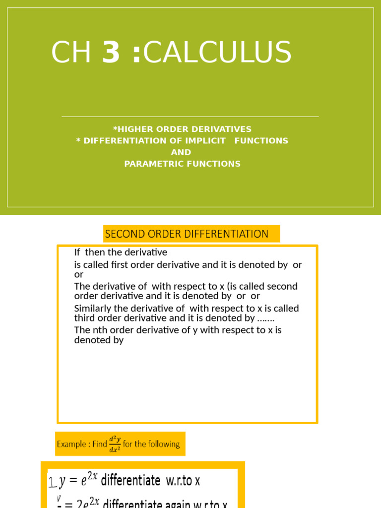 Second Order, Implicit, Parametric Functions | PDF