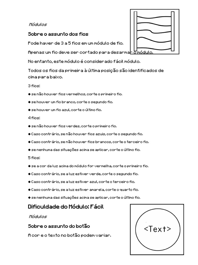 Manual de Módulos de Desativasão de Bomba Do Jogo DEFUSAL Do Roblox em ...