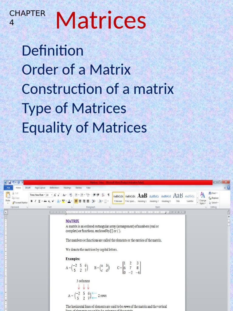 Matrices Intro Pdf