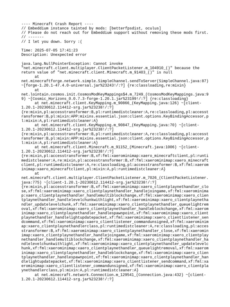 Minecraft Crash: NullPointerException | PDF | Computer Architecture ...