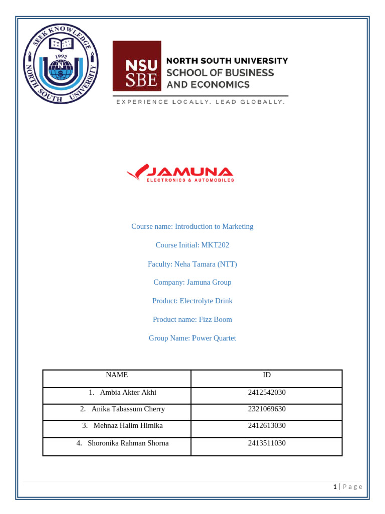 MKT 202 Report On Jamuna Group | PDF | Market Segmentation | Brand