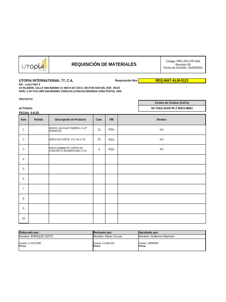 Req Mat Alm 0123 | PDF