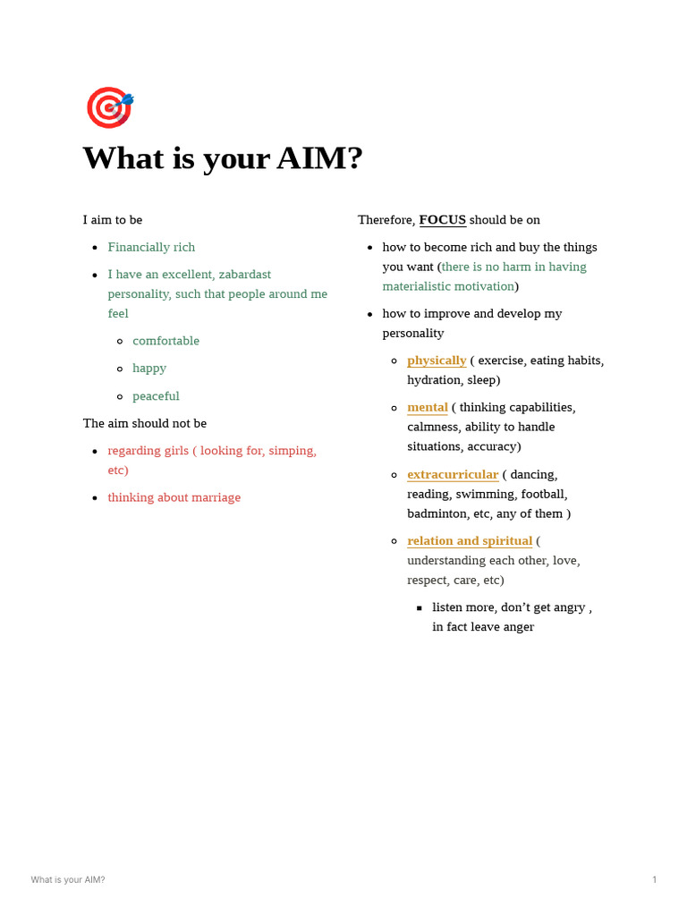 What Is Your AIM? | PDF