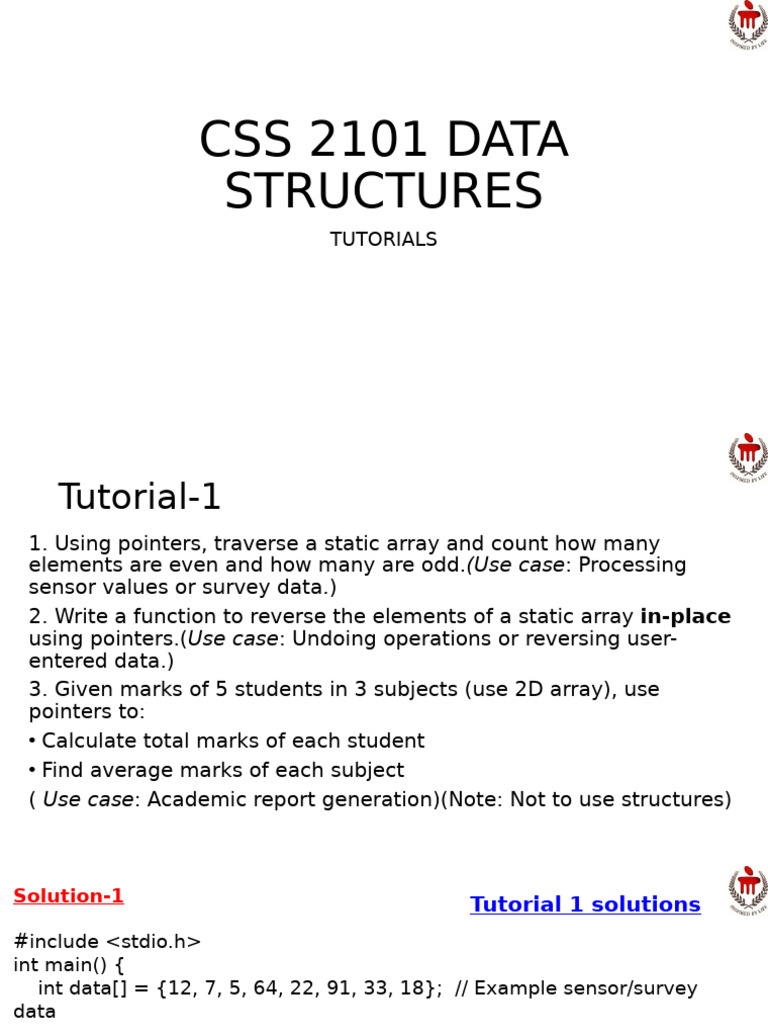 Css 2101 Data Structures Tutorials | PDF | Pointer (Computer ...