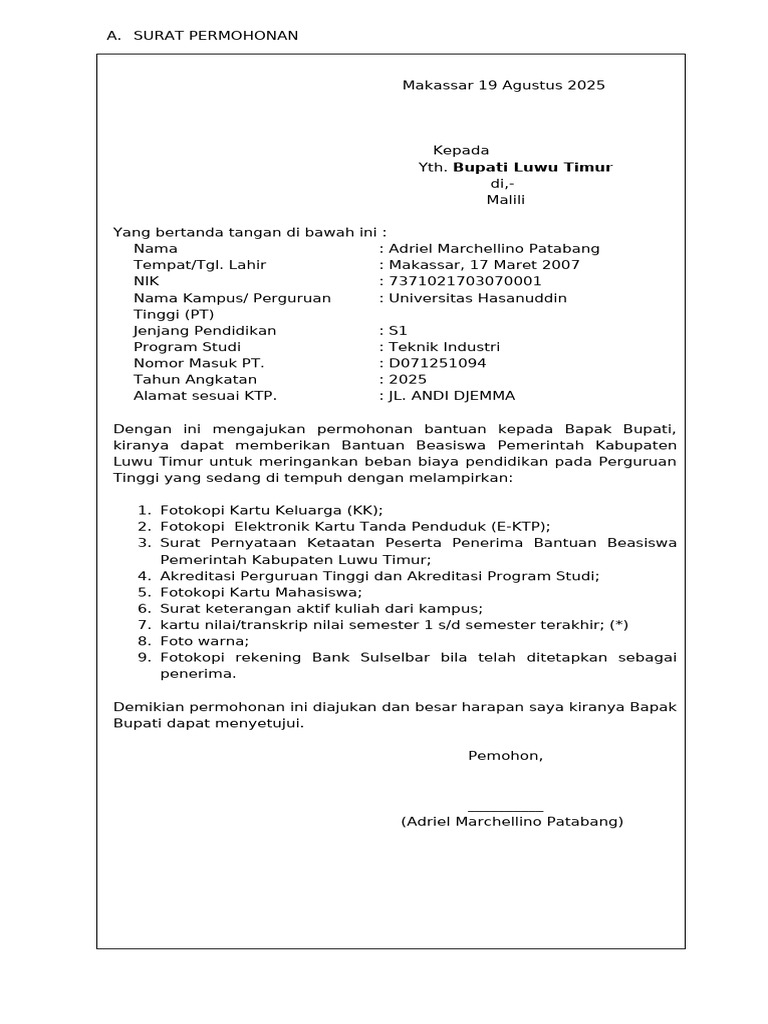 Lampiran Perbup Beasiswa 2025 | PDF