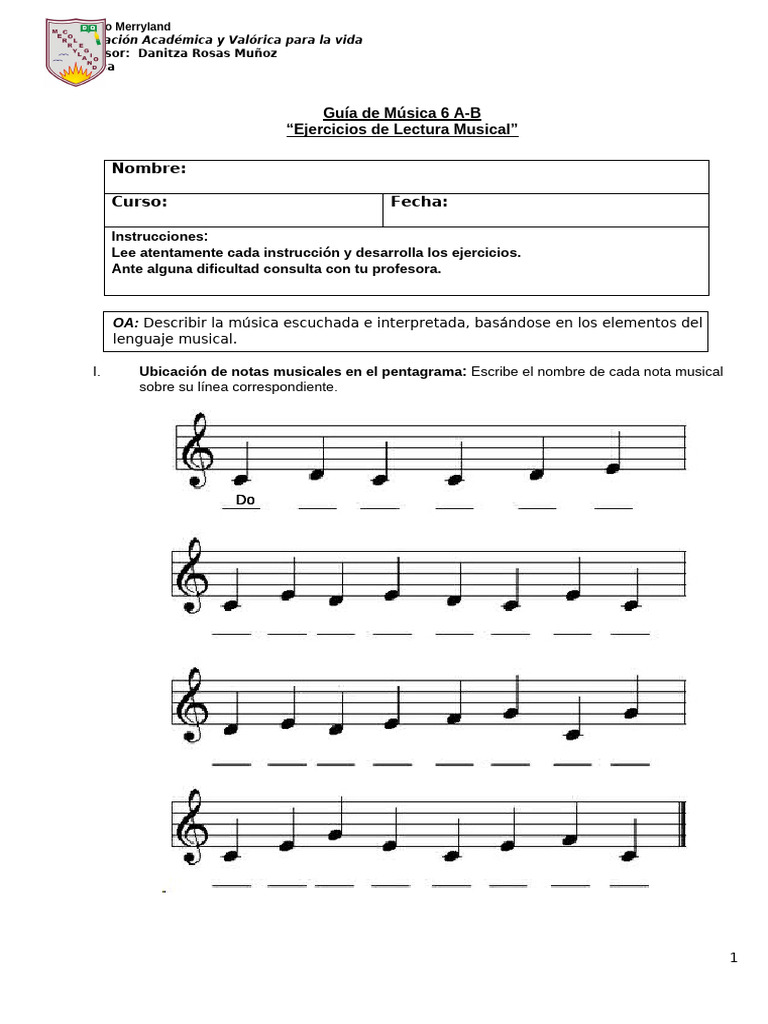 Guía de Música Ejercicios Lectura | PDF