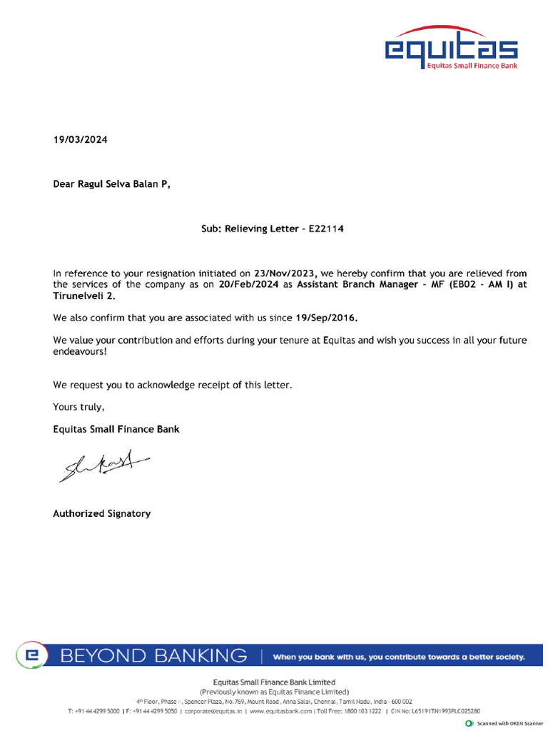Relieving Letter | PDF