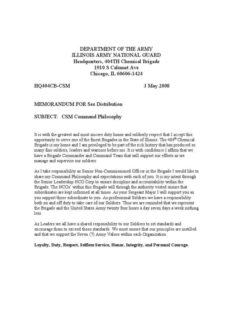 Command Philosophy CSM-1 | Non Commissioned Officer | Officer (Armed Forces)