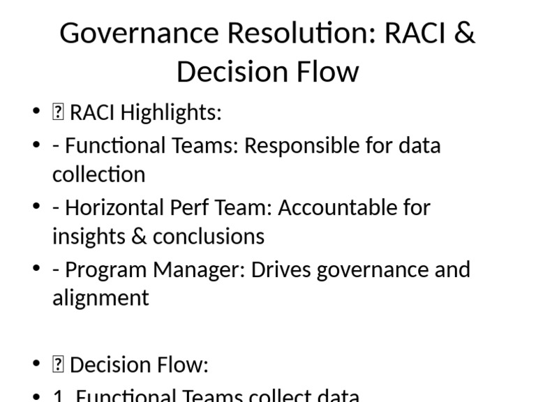 Horizontal Performance Governance RACI and Flow | PDF