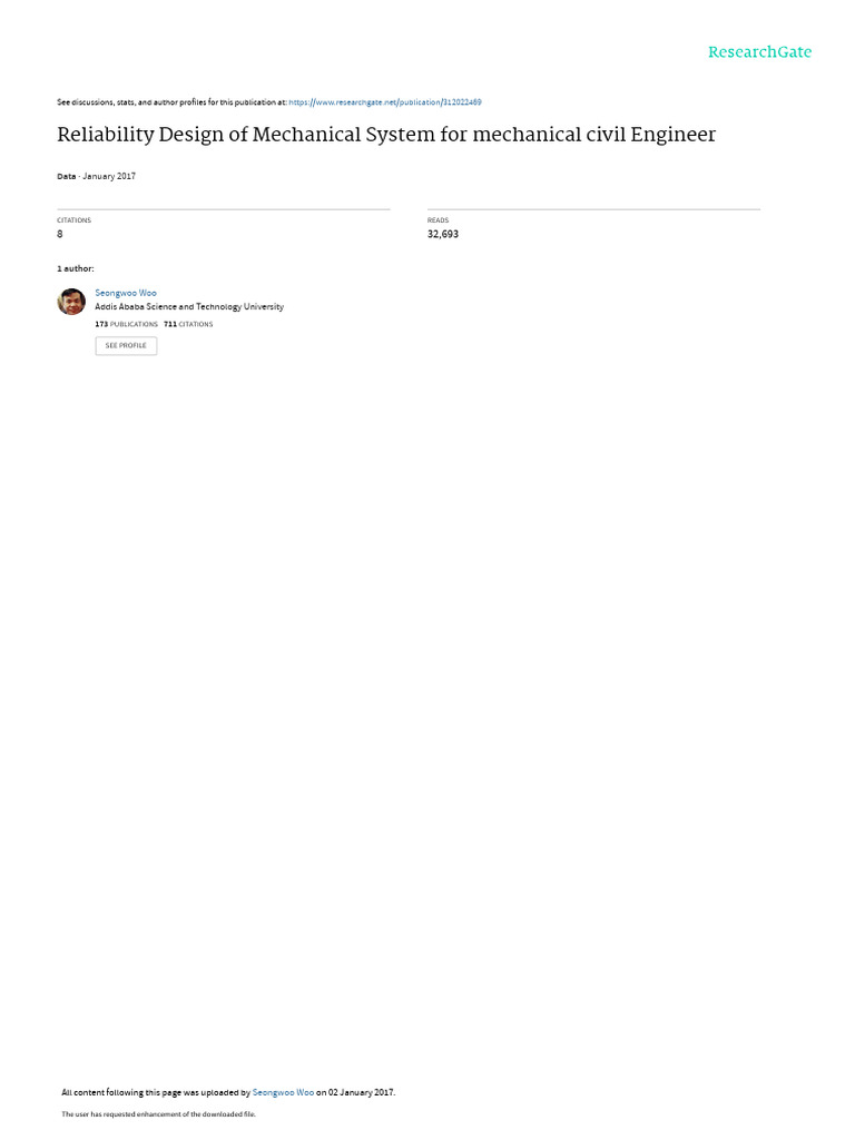 Reliability Design of Mechanical System For Mechanical Civil Engineer | PDF | Reliability ...