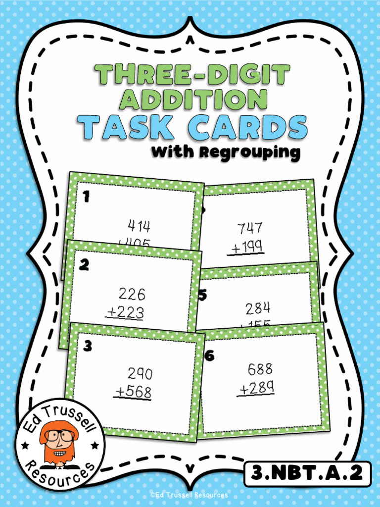Three-Digit Addition Task Cards | PDF