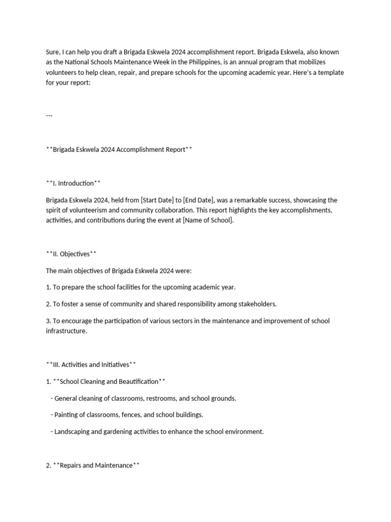 Brigada Accomplishment Report 2024 | PDF | Volunteering