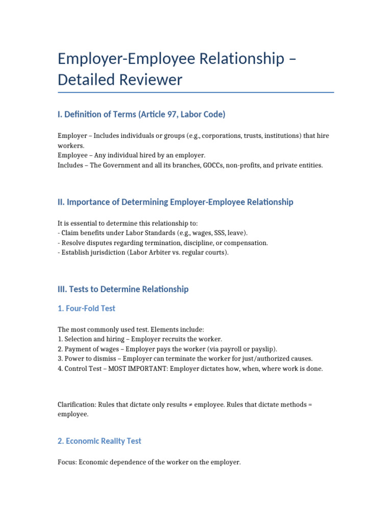 Two-Tiered Test for Employment Status | PDF