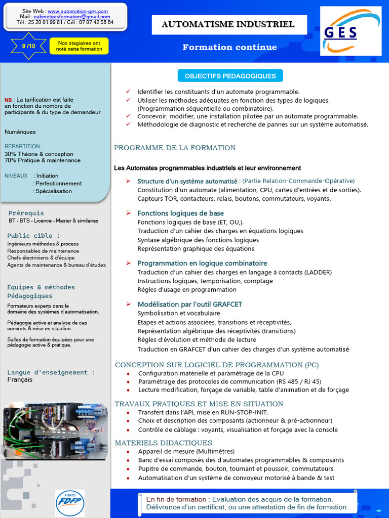 Formation Automatisme Industriel Gratuite | PDF | Automate programmable ...