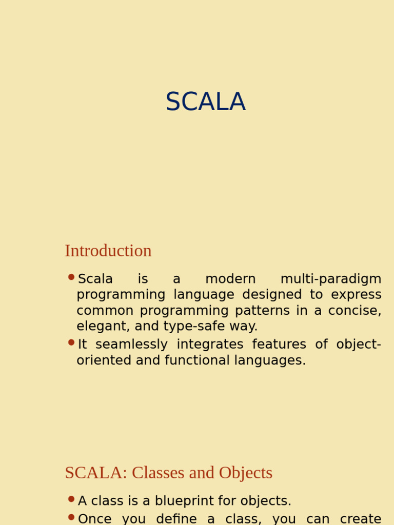 Unit 4 Topic 6 SCALA Introduction | PDF | Class (Computer Programming) | Constructor (Object ...