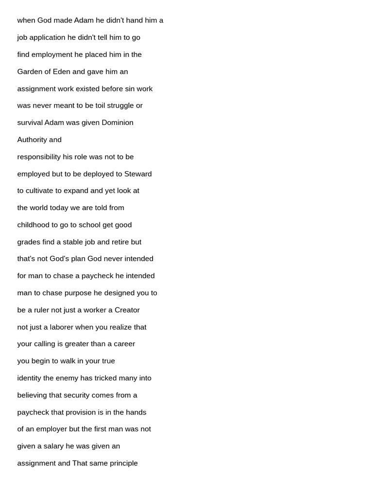 When God Made Adam He Didn't Hand Him A | PDF | Jesus | Gospel Of Matthew