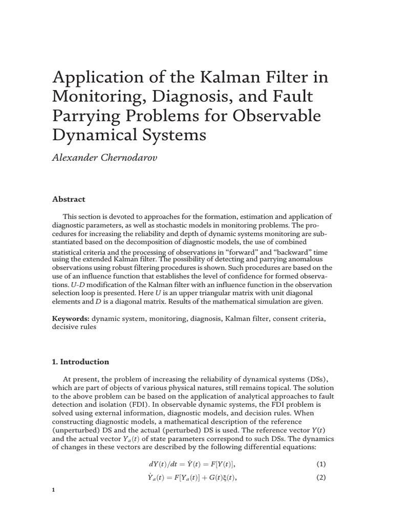Kalman Filter for Dynamic System Monitoring | PDF | Kalman Filter ...
