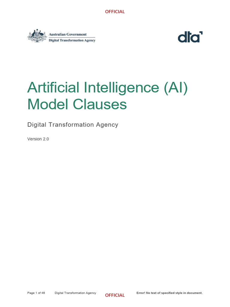 DTA AI Model Clauses 1749006966 | PDF | Procurement | Artificial ...
