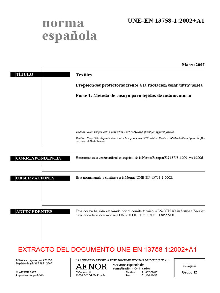 (EX)UNE-EN_13758-1=2002+A1=2007 | PDF | Ultravioleta