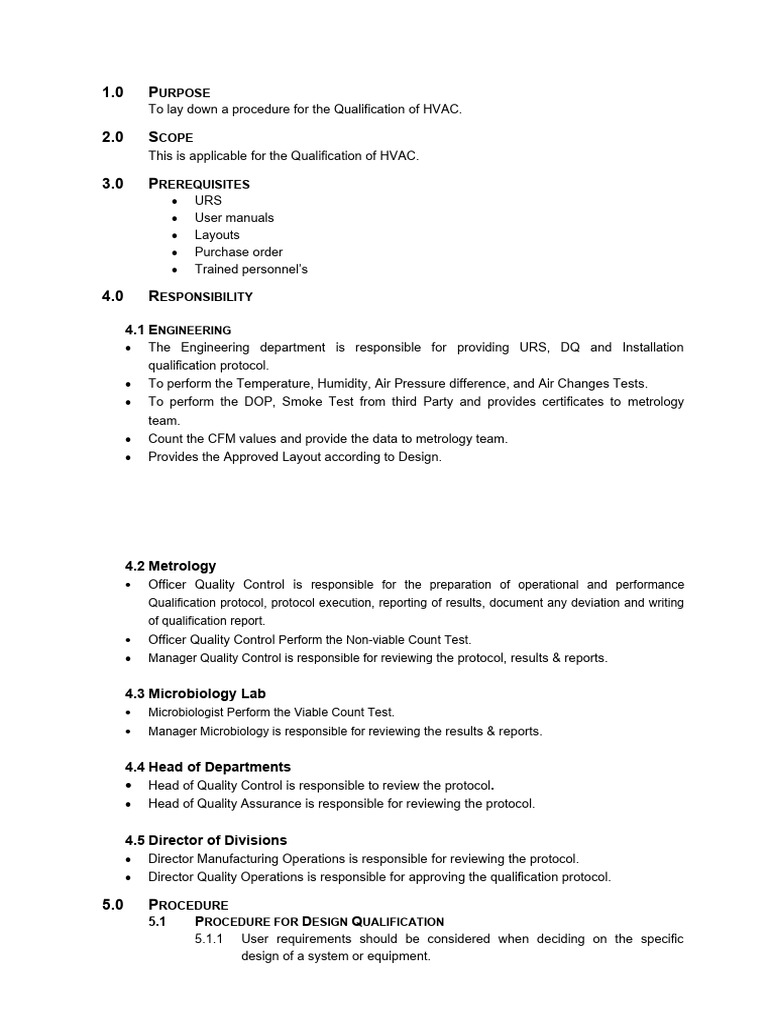 HVAC Qualification Protocol Overview | PDF | Verification And ...