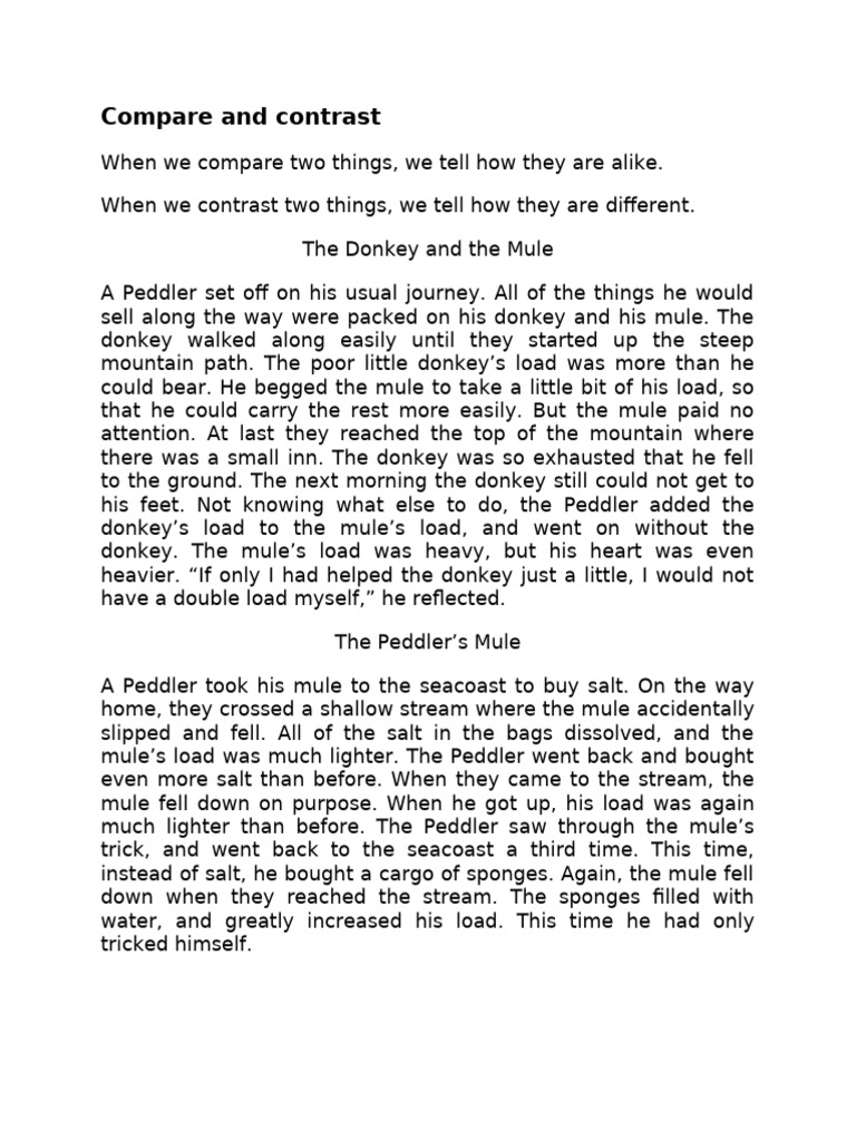 Compare and Contrast Two Fables | PDF | Mule